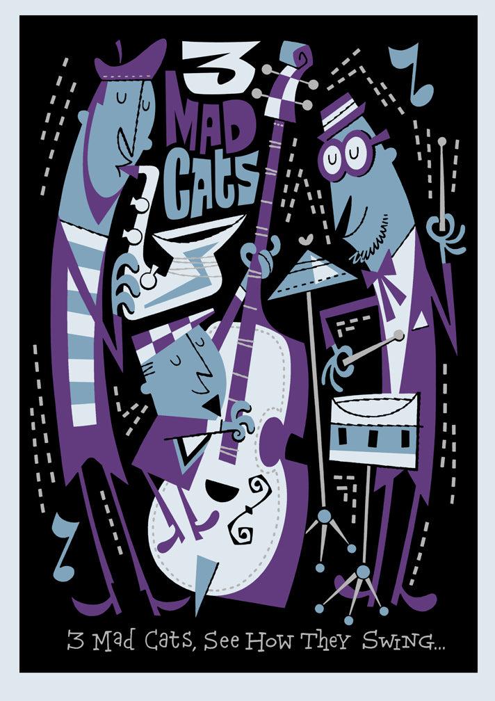 Three Mad Cats Art Print – DerekArt